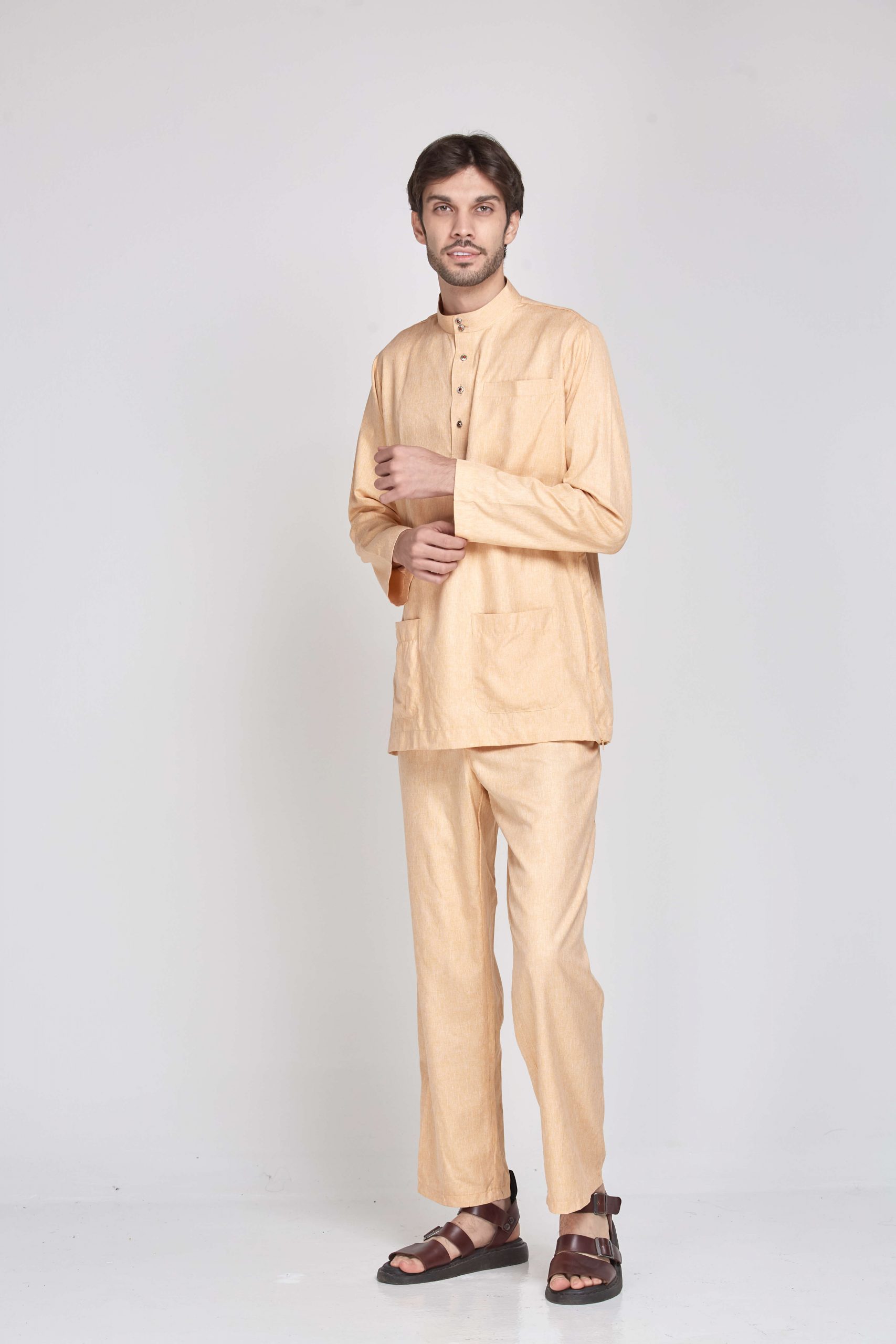 Baju Melayu Modern Exclusive Yellow Sky Linen - Mother & Child Collections